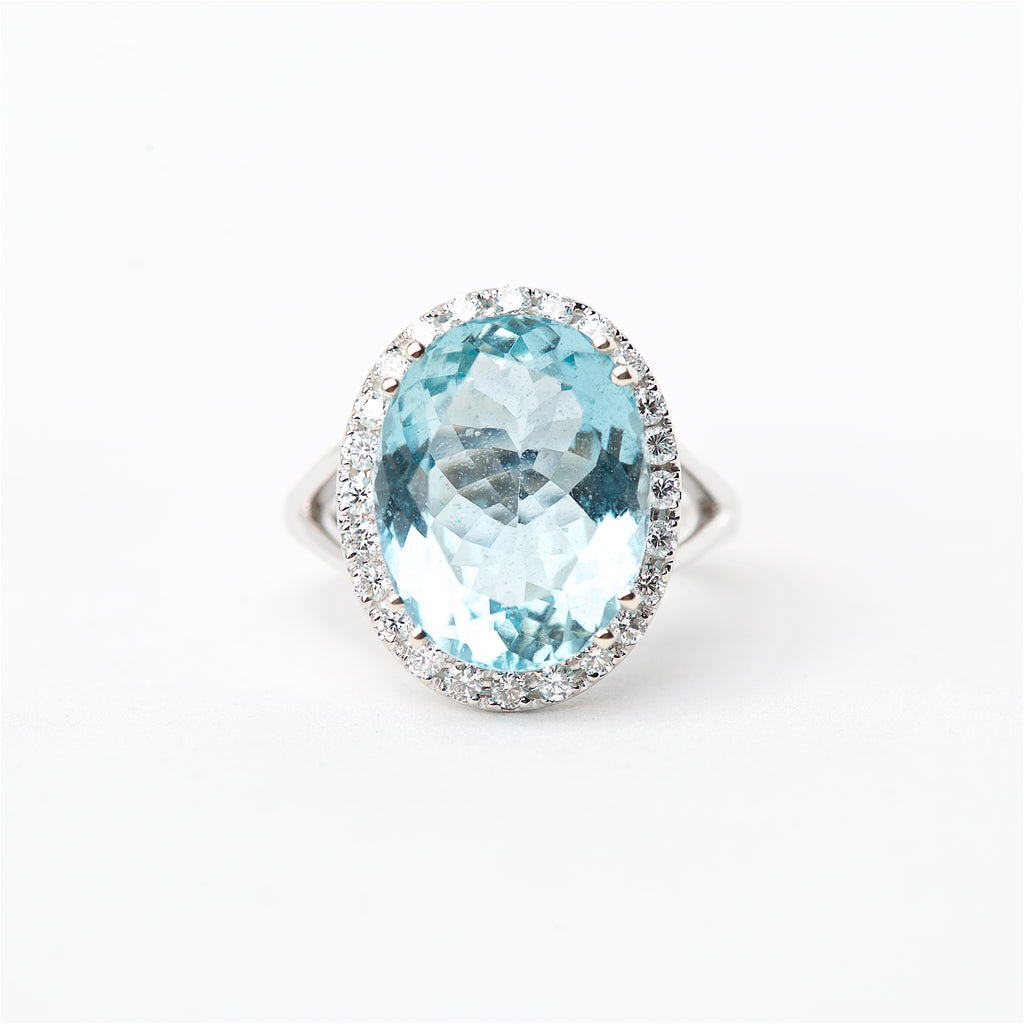 The Jaylin 18K AAA Aquamarine and Diamond Ring Lorraine Fine Jewelry